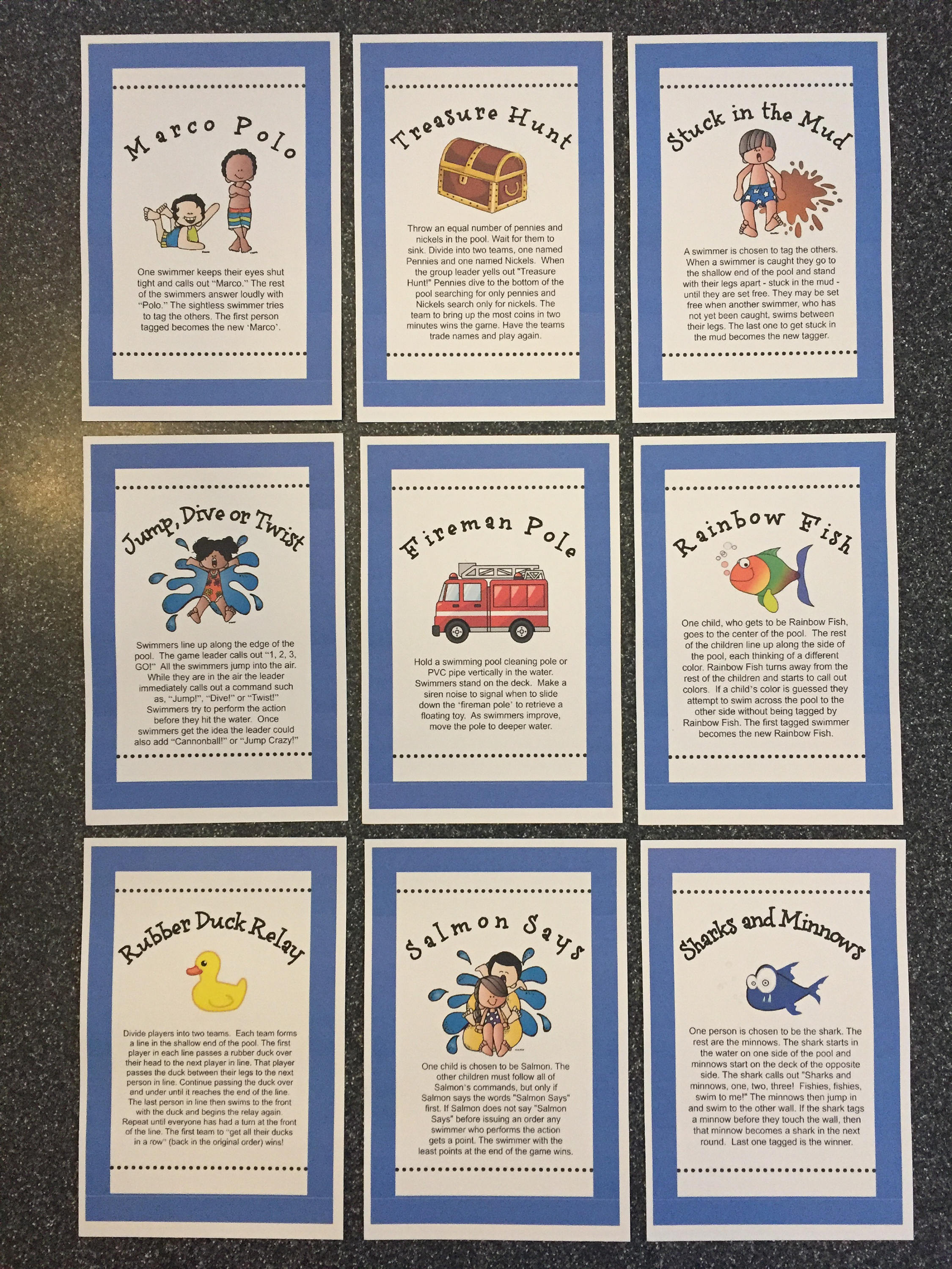 10 Swimming Pool Game Cards Printable Instant Download - Etsy