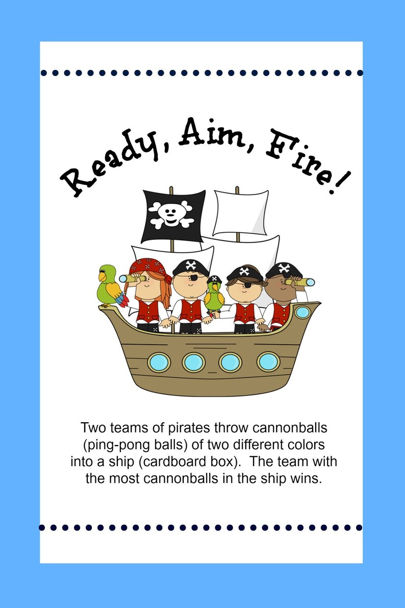 10 Pirate Party Game Cards, Printable Instant Download - Etsy