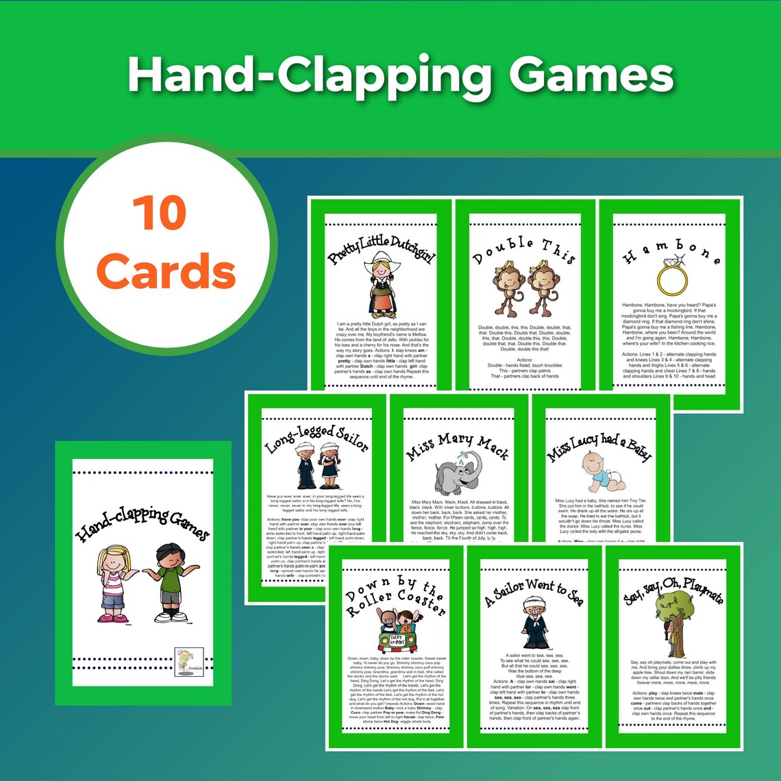 10 Hand-clapping Game Cards, Printable Instant Download! - Etsy