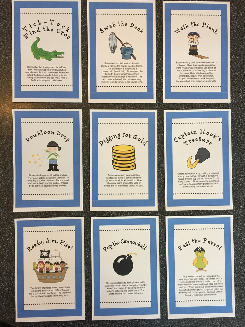 10 Pirate Party Game Cards Printable Instant Download - Etsy