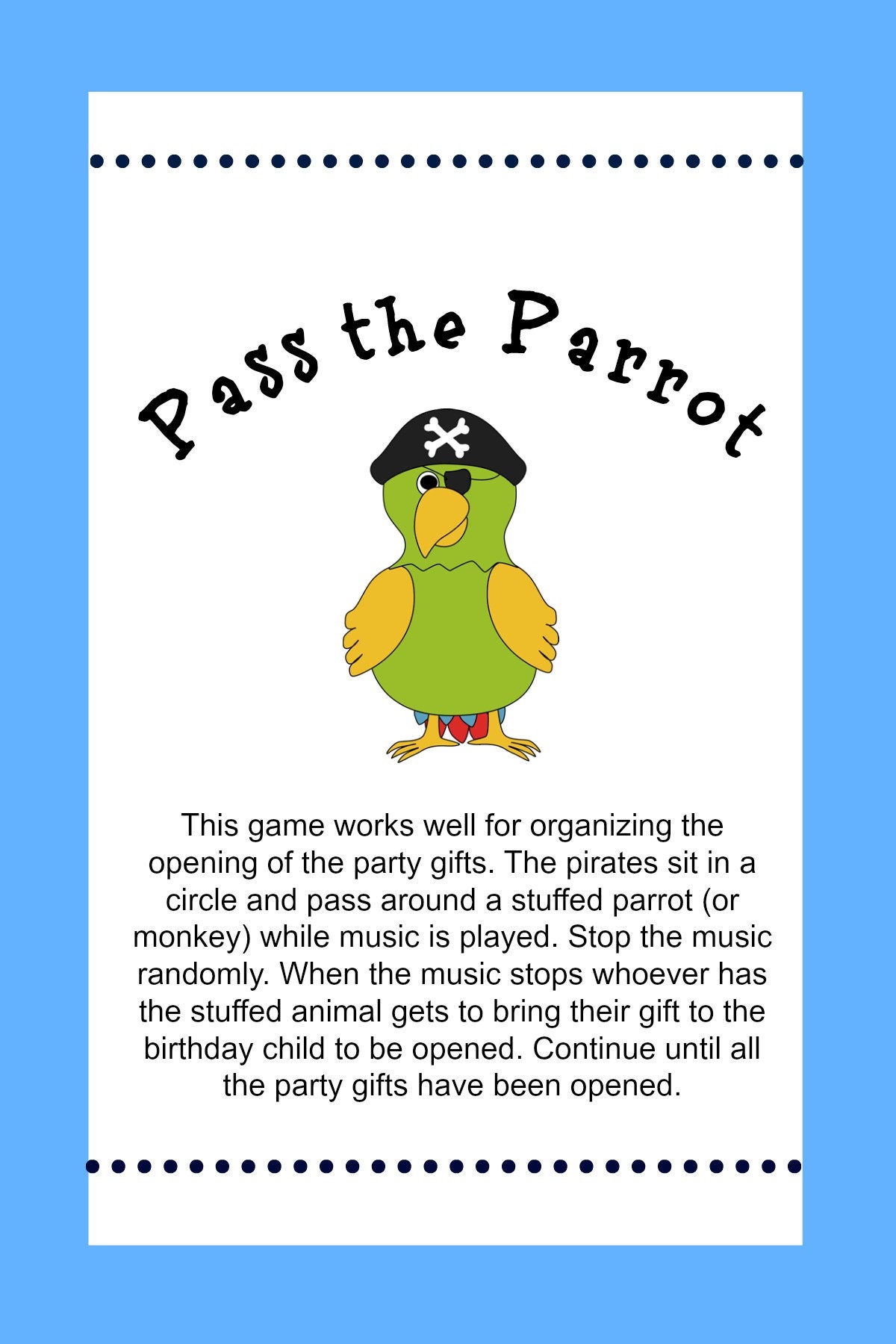 10 Pirate Party Game Cards, Printable Instant Download - Etsy