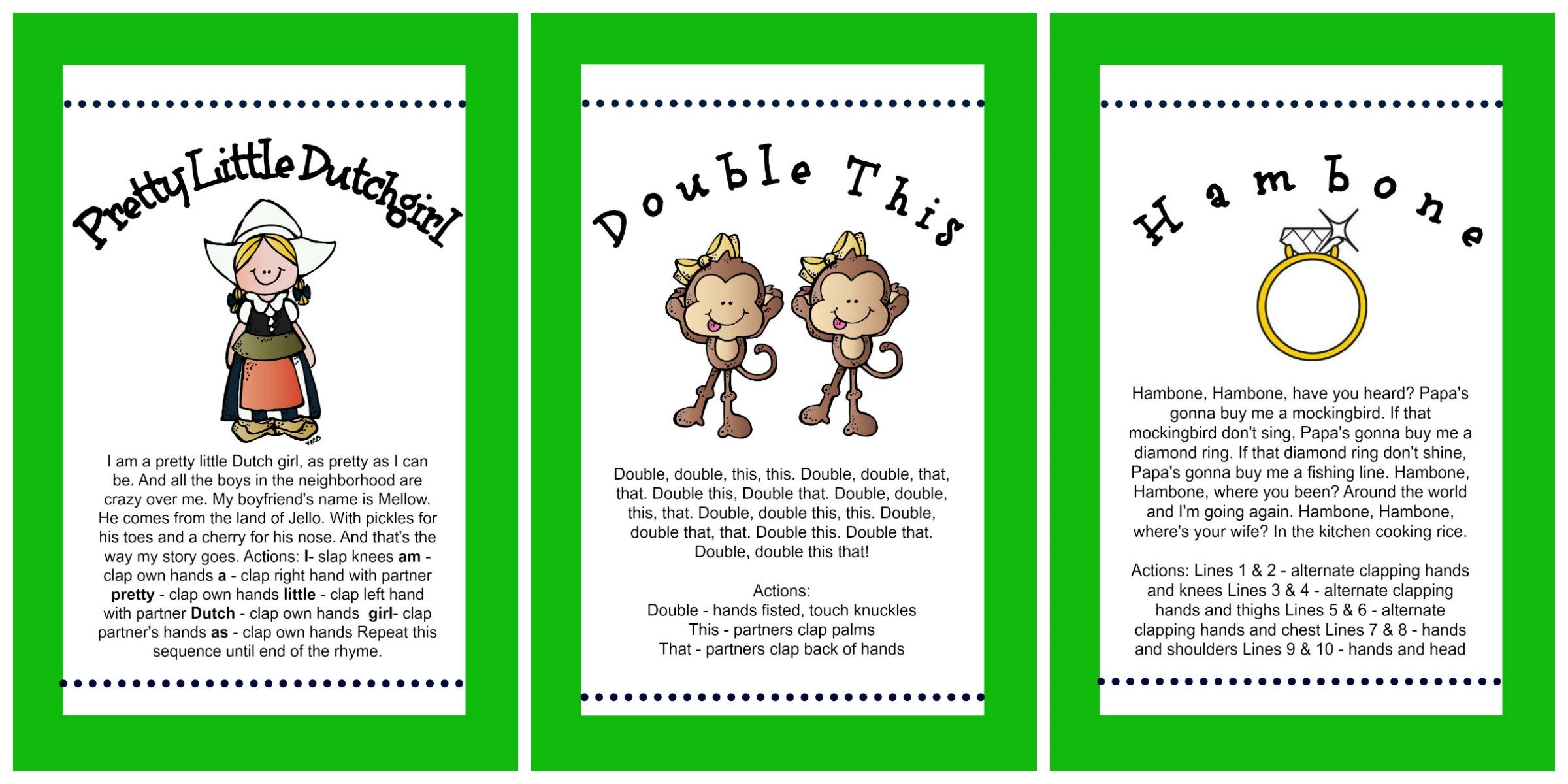 10 Hand-clapping Game Cards, Printable Instant Download! - Etsy