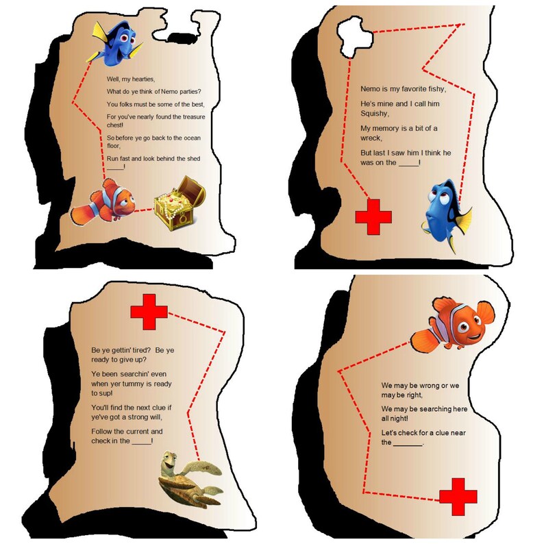 Nemo Treasure Hunt, Printable Instant Download, 10 Clues, Great for ...