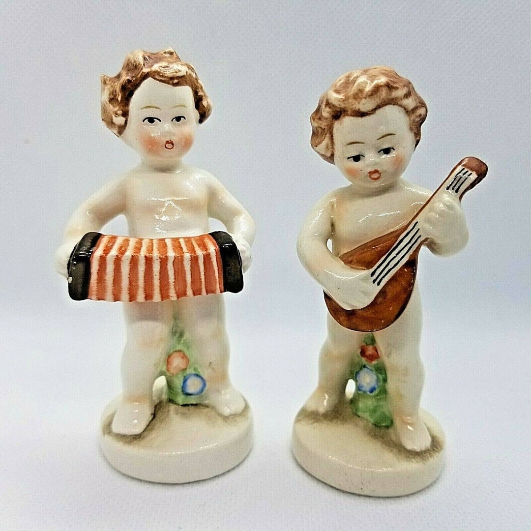 VTG Germany Cherubs Accordion Mandolin Musicians Porcelain Figurines ...