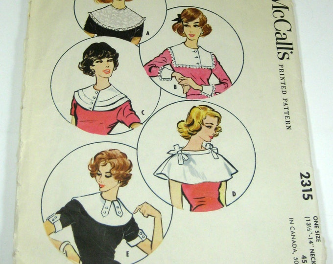 1959 Mccalls Puritan Collar & Cuff Pattern With a Big Platter - Etsy