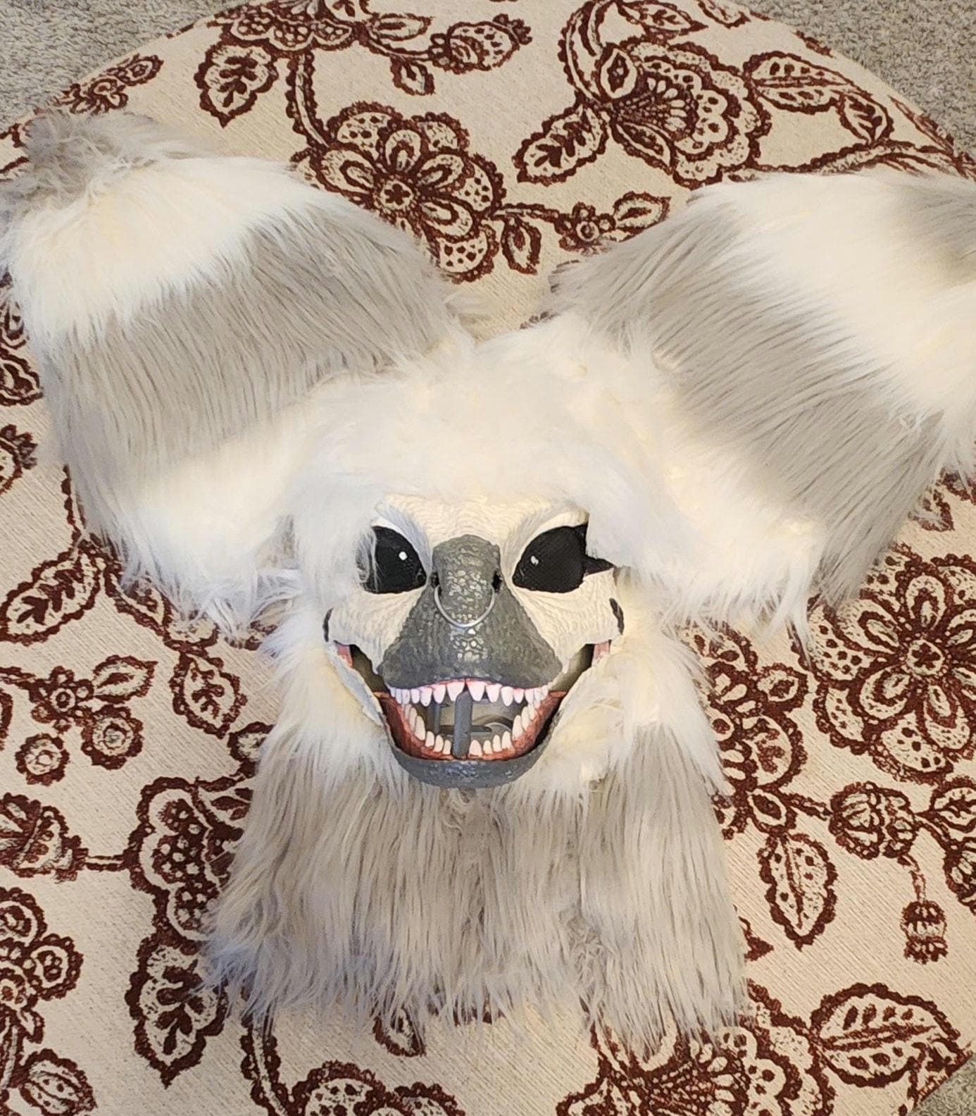 Grey and White Striped Dino Mask Furry Costume - Etsy