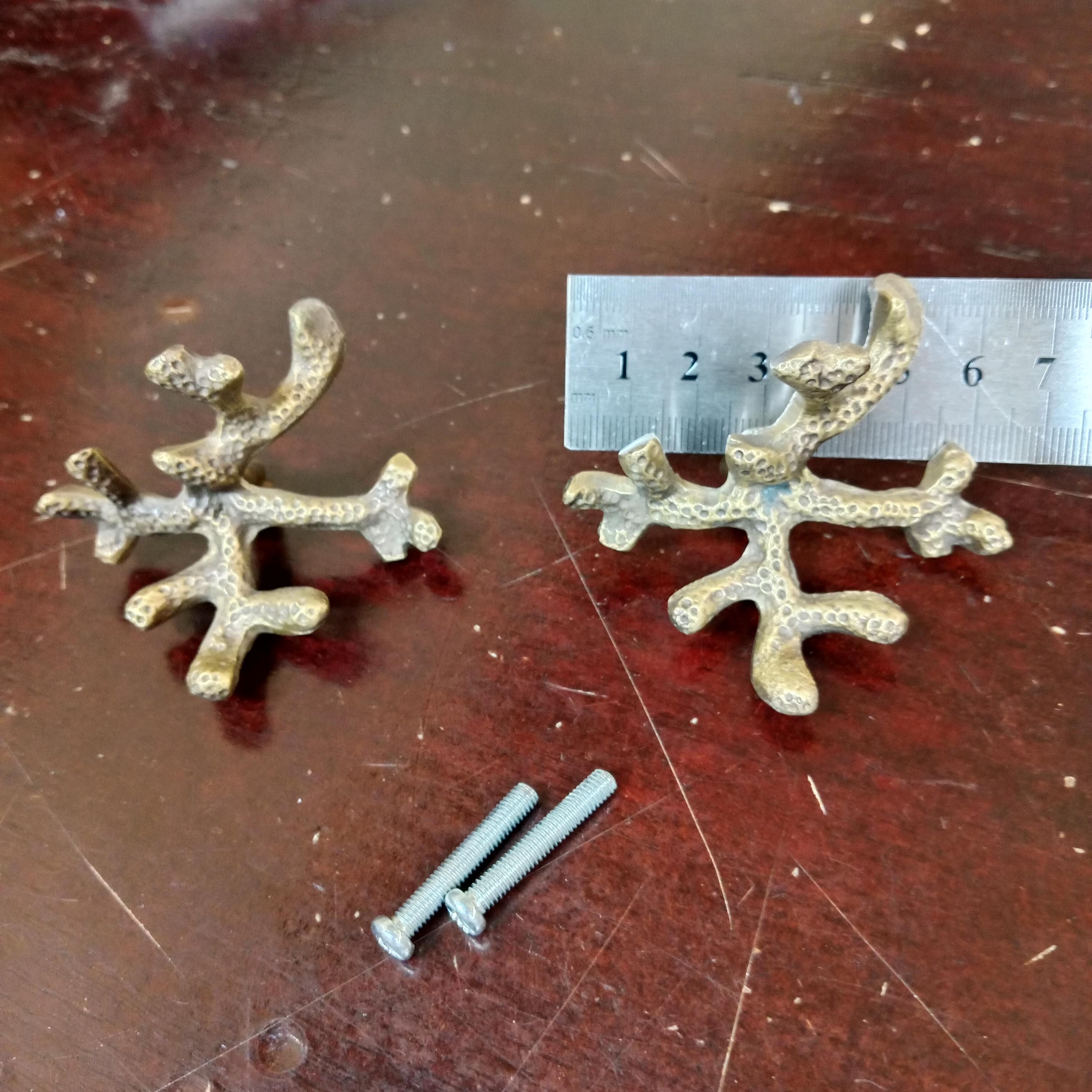 Drawer Cabinet Door Pull Handle Solid Brass Antique Desain Coral - Etsy