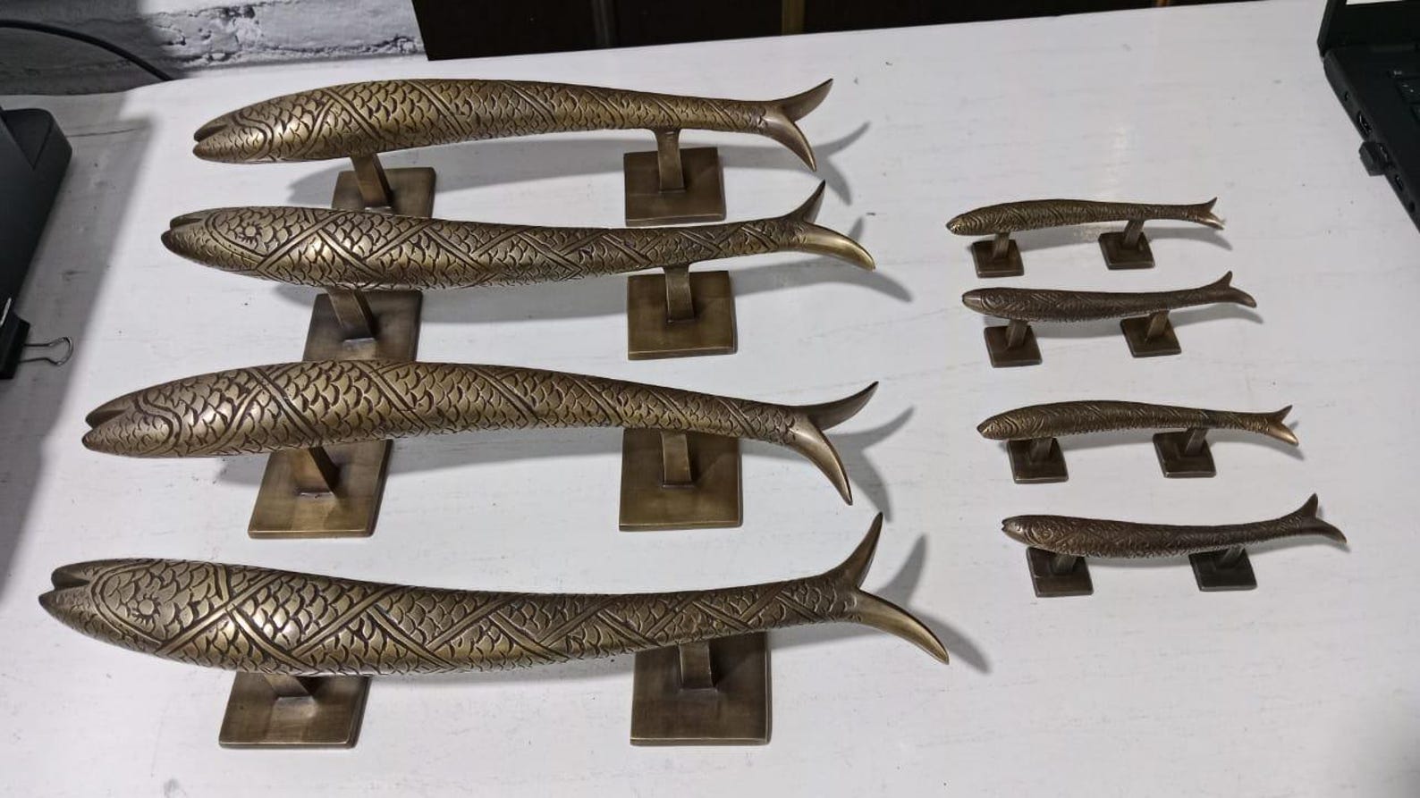 1 Pair Handle Large Solid Brass Design Fish Antique Brass - Etsy