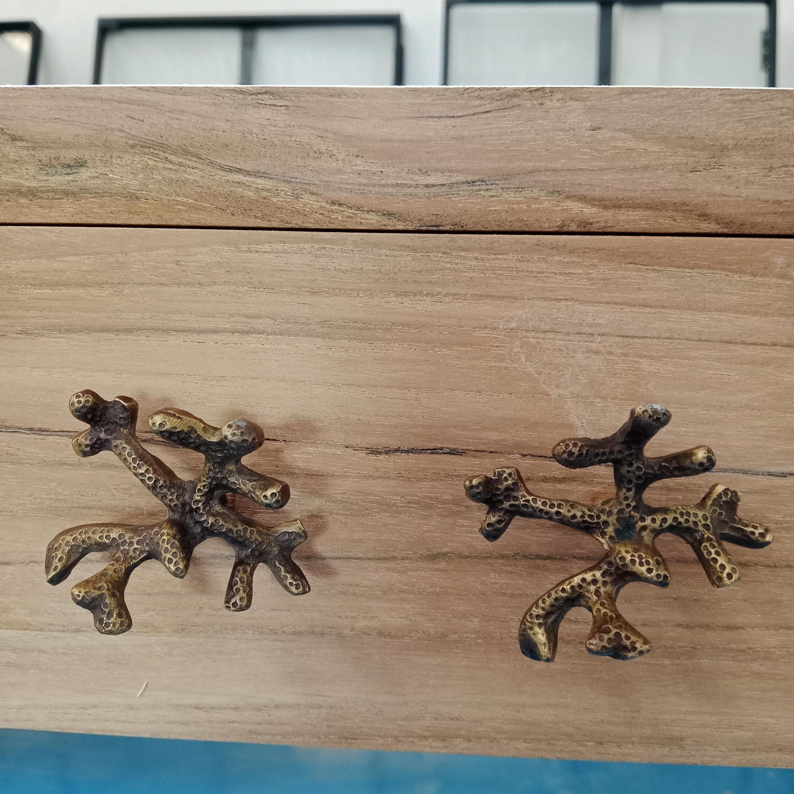 Drawer Cabinet Door Pull Handle Solid Brass Antique Desain Coral - Etsy