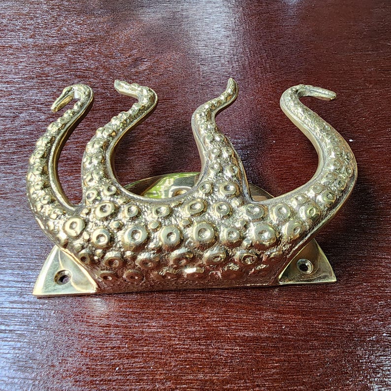 Octopus Gorgeous Handle Hand Made Polished Brass 27 Cm - Etsy
