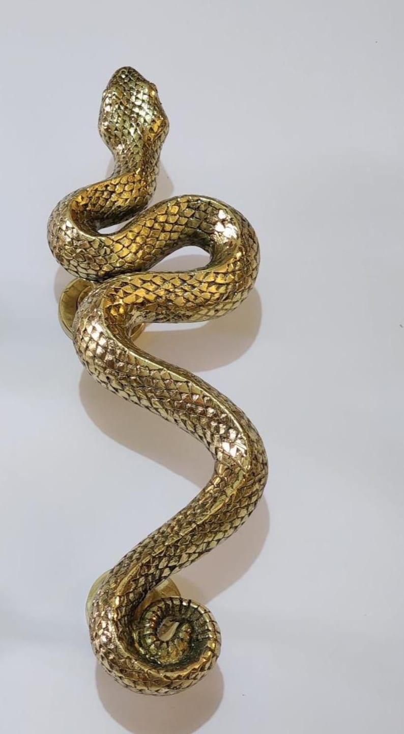 Brass Snake Door Pull Handles: Antique Style, 40cm Pair - Etsy