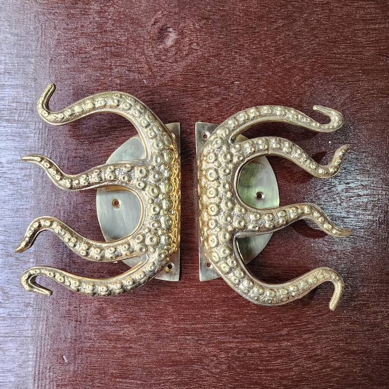 Handmade Polished Brass Octopus Handle - 27cm - Etsy