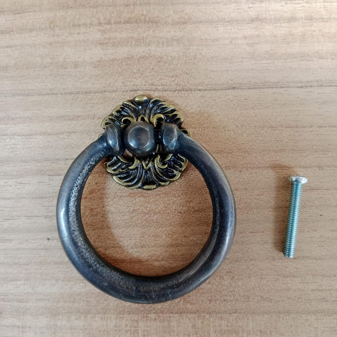 Large Drawer Cabinet Door Pull Handle Solid Brass Antique Desain Flower ...