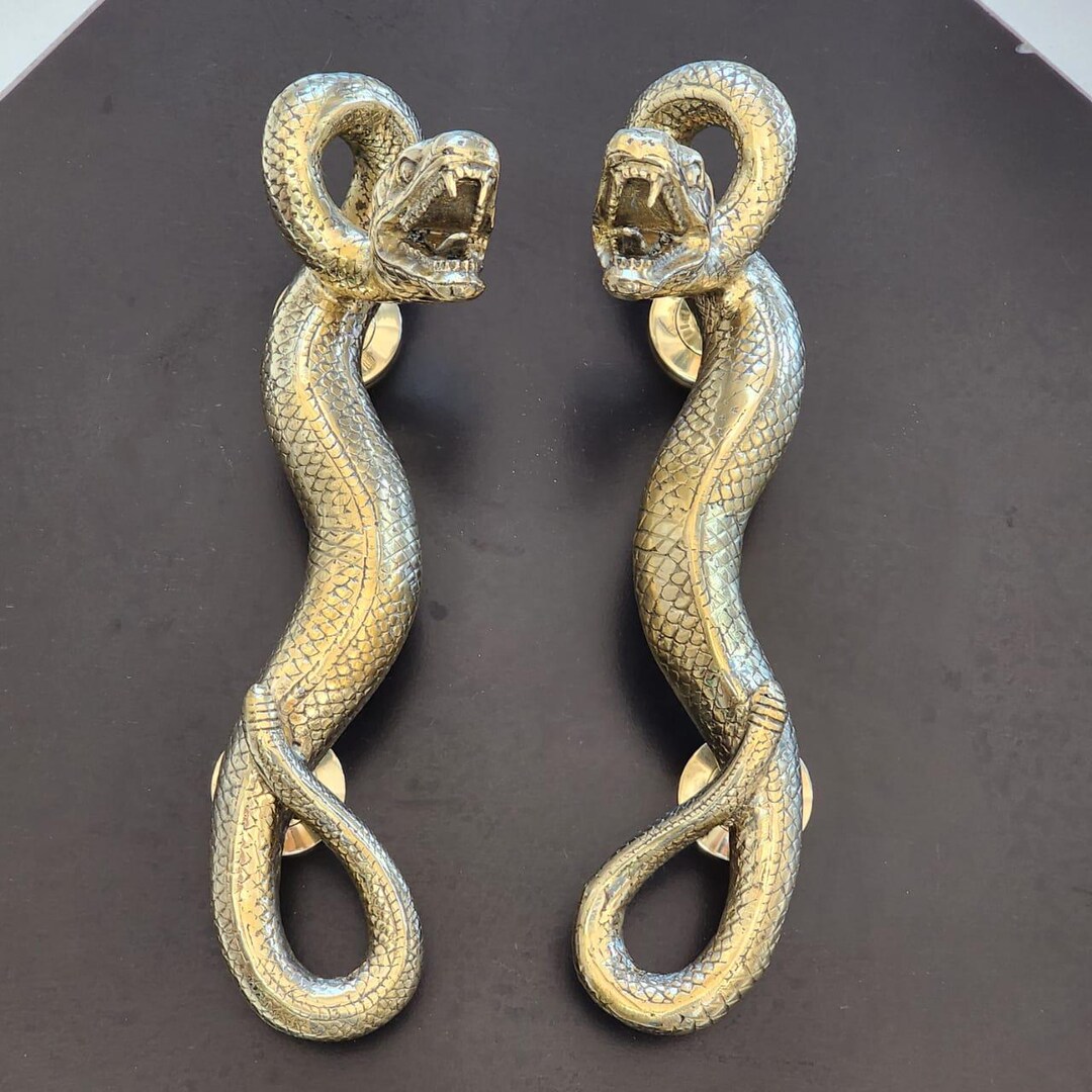 Handmade Polished Brass Snake Door Pulls - 35cm Pair - Etsy