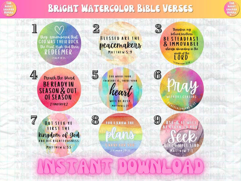 INSTANT DOWNLOAD Digital PNG Bible Verse Cardstock Rounds for Freshies ...