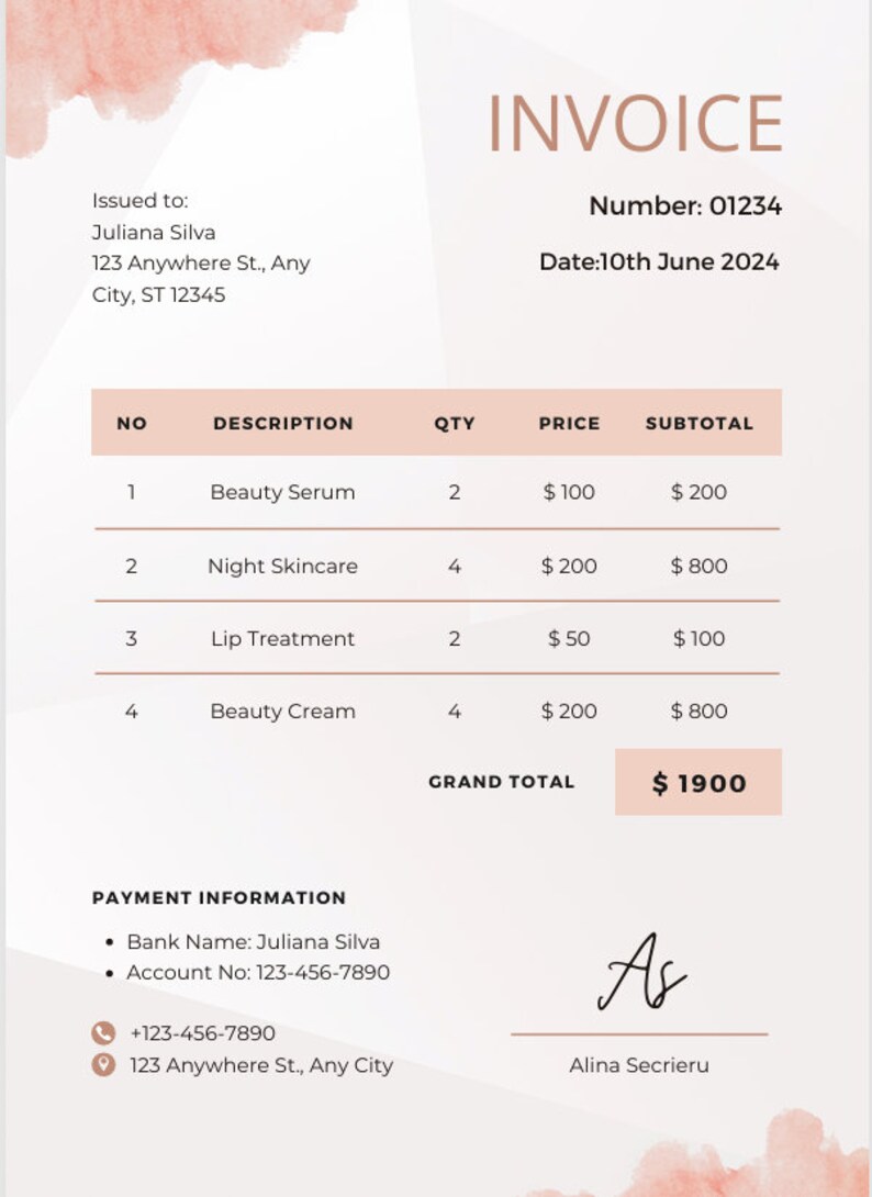 Template Invoices - Etsy