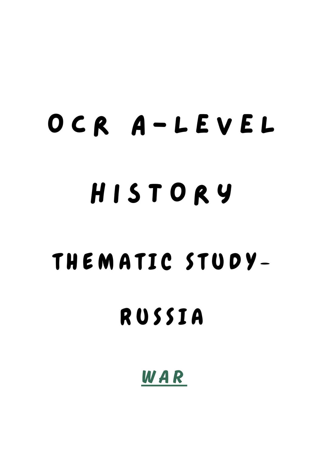 A-level OCR Modern History- Russian Thematic Study, War , Thematic Grid ...