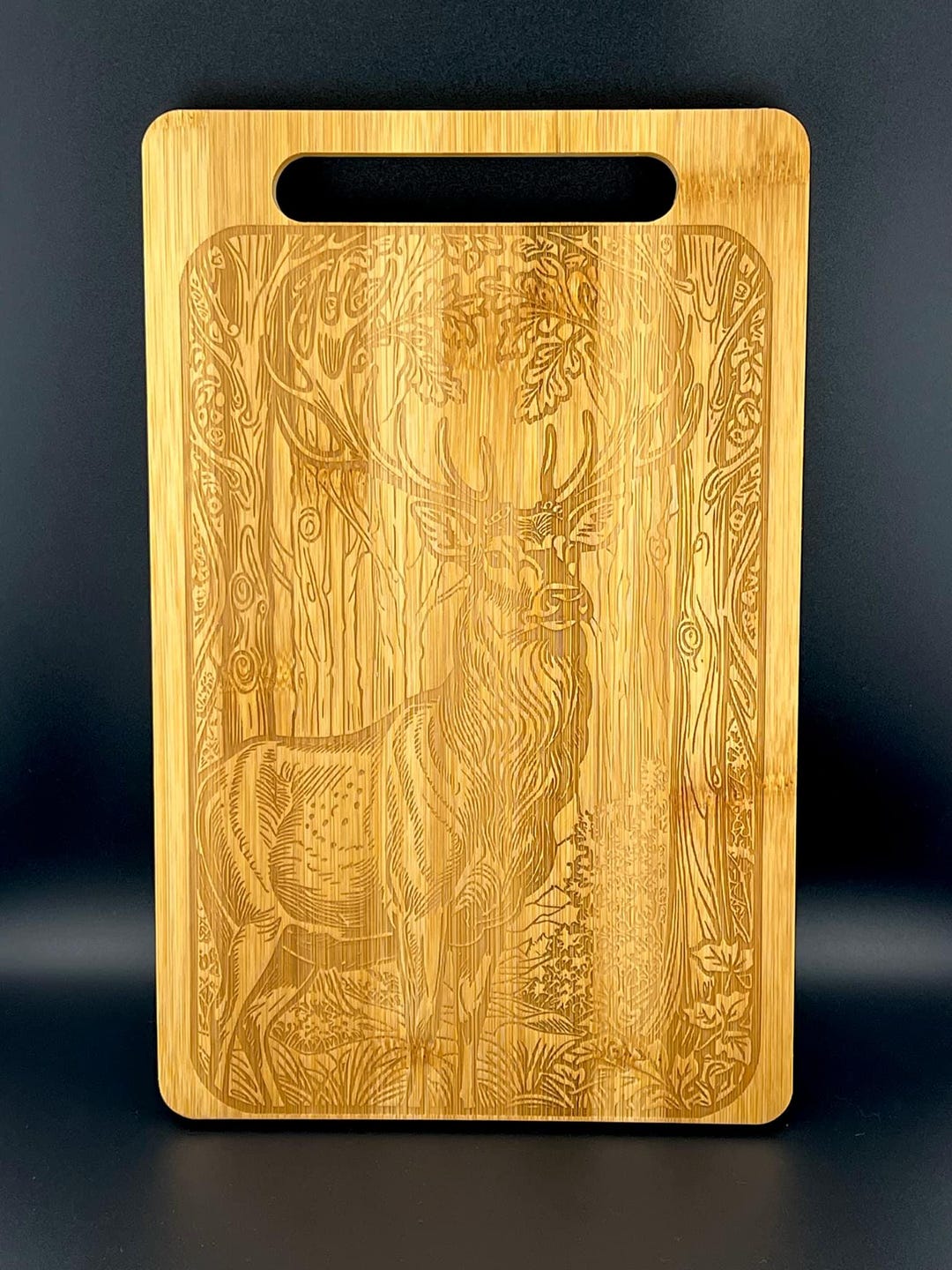 Woodland Deer Engraved Bamboo Cutting Board – Rustic Charm for Nature ...