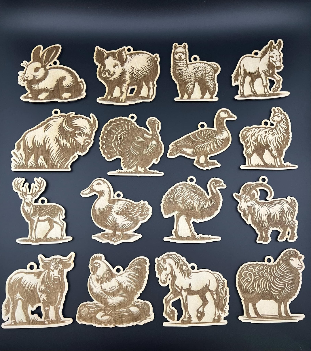 Farm Animal Ornaments - Rustic Holiday Charm for Animal Lovers! - Etsy