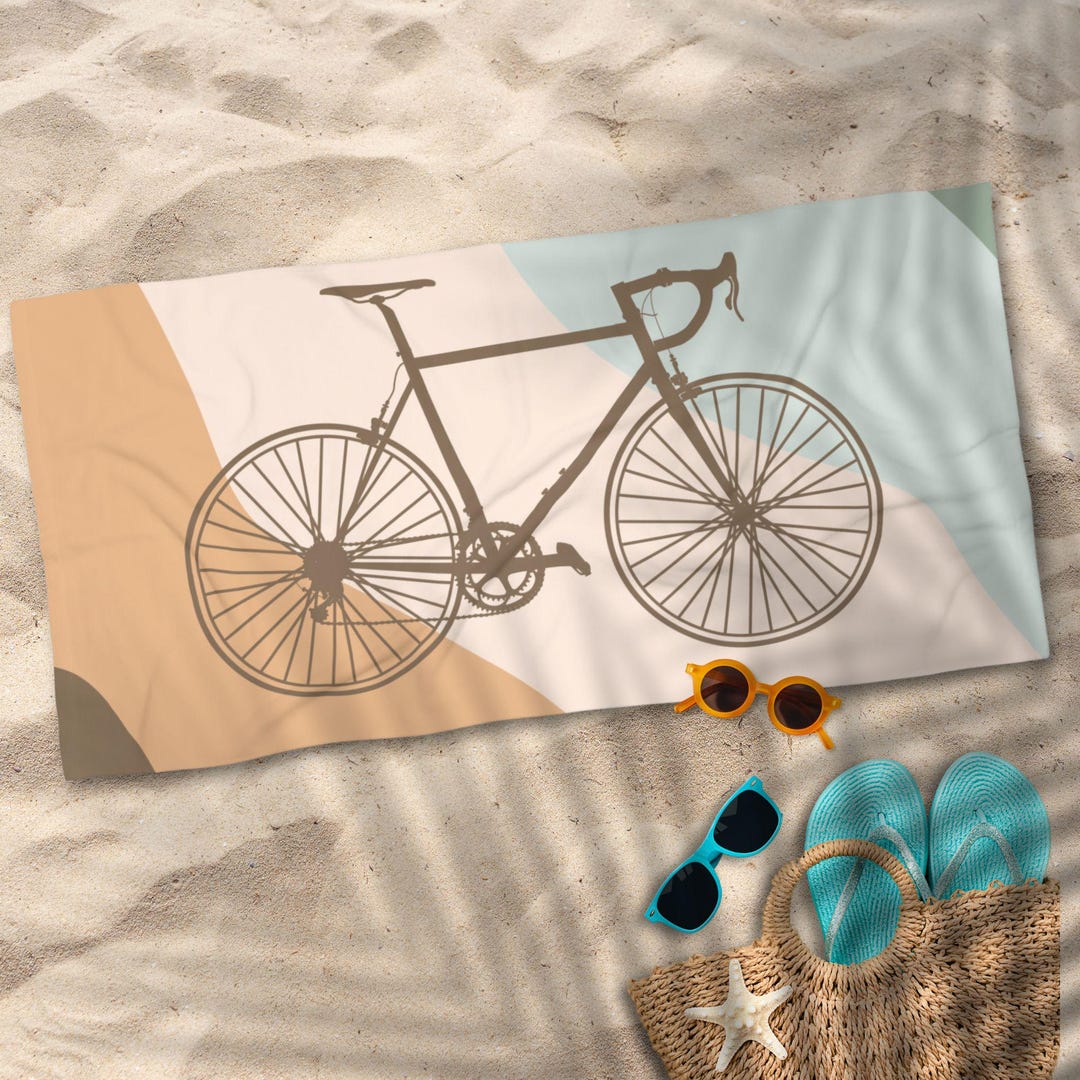 Bike Beach Towel, Bicyclist Road Bike Bath Towel, Gift for Boys Weekend ...