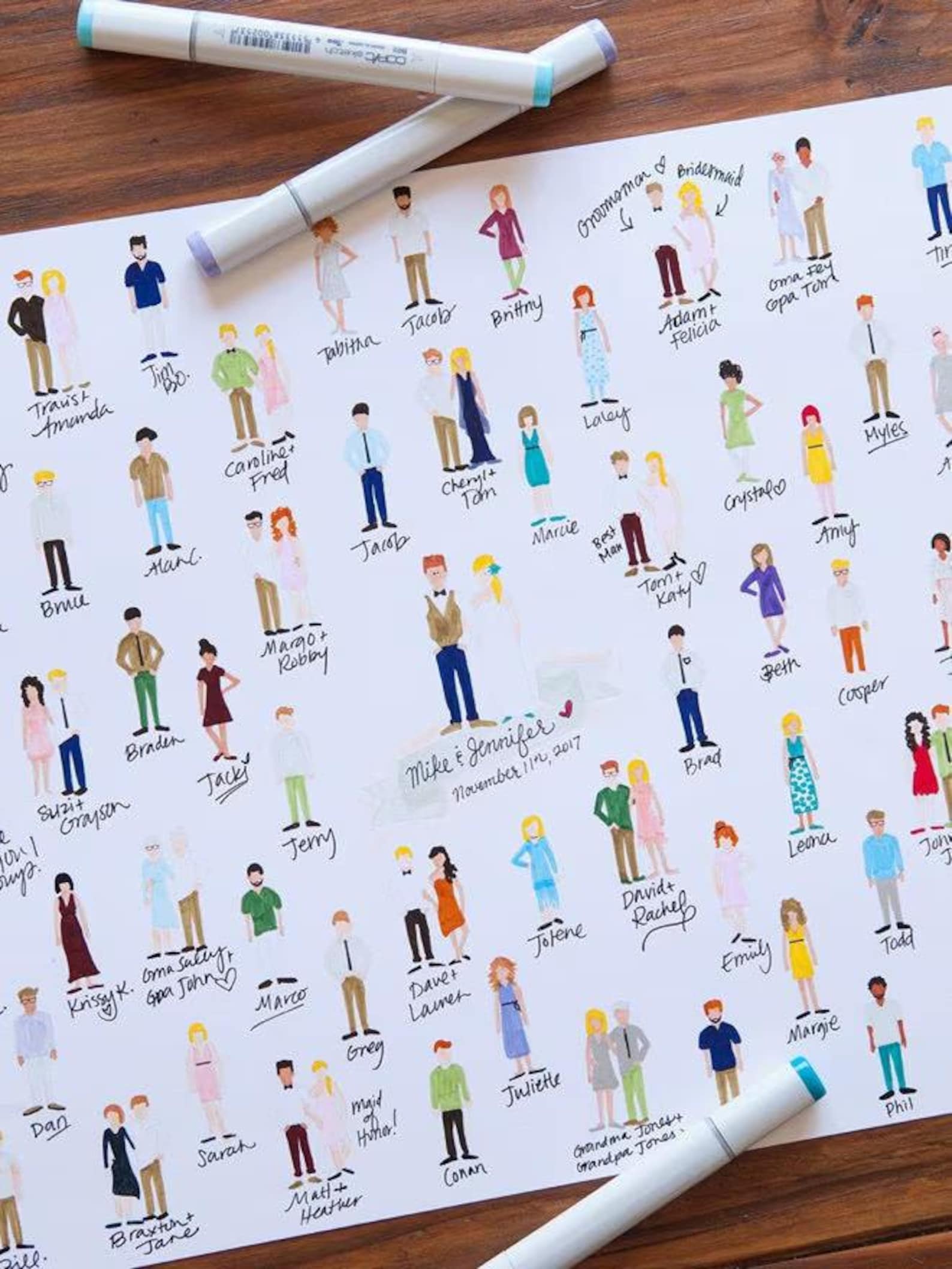 Colourable Wedding Guest Book - Instant Download - Unique Guest Book ...