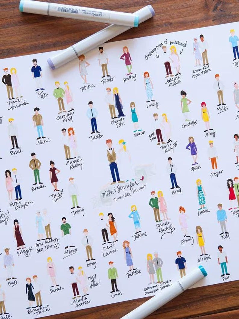 Colourable Wedding Guest Book - Instant Download - Unique Guest Book ...