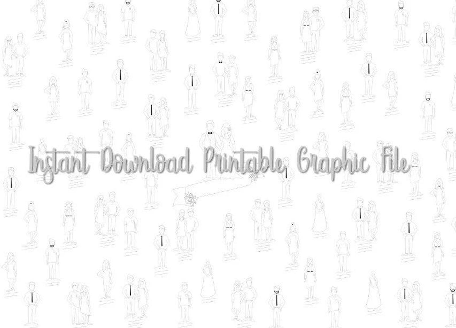 Colourable Wedding Guest Book - Instant Download - Unique Guest Book ...