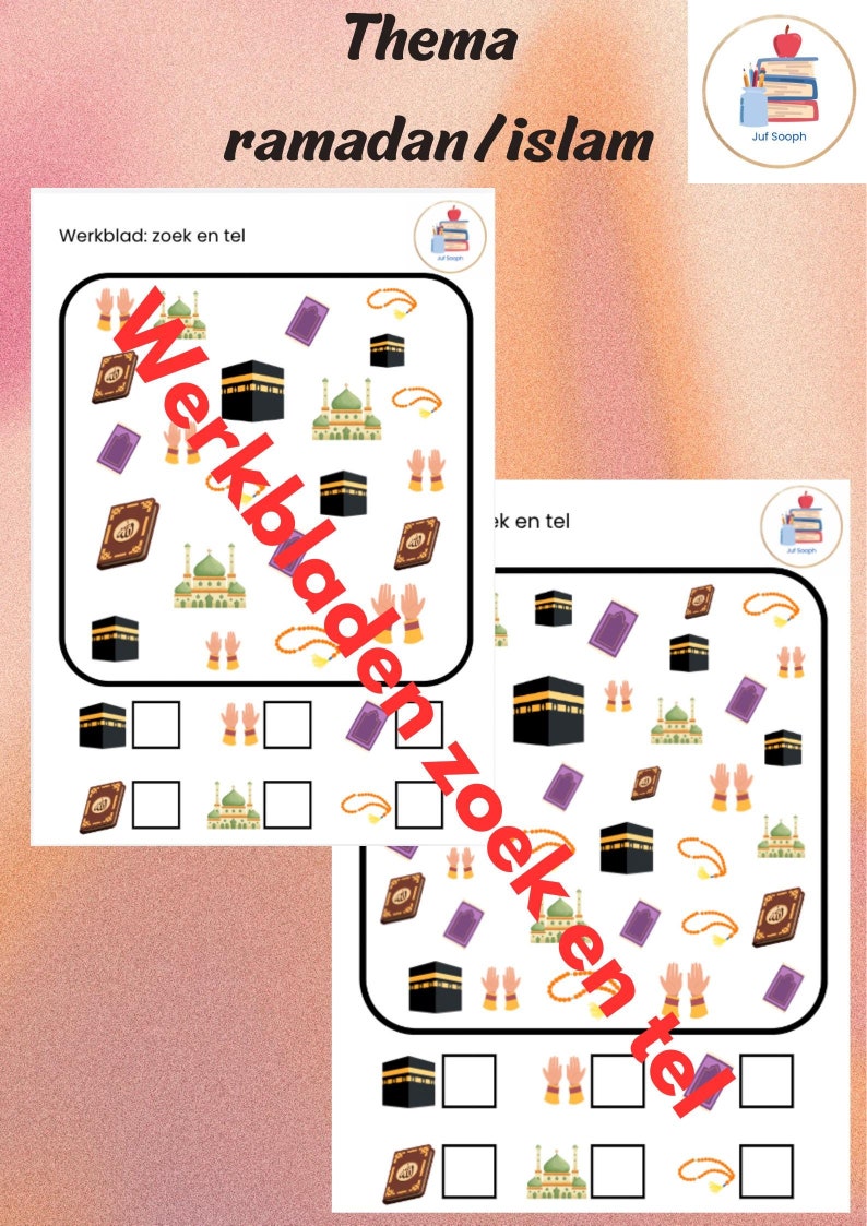 Counting Worksheets: Search and Count Theme Islam/ramadan - Etsy