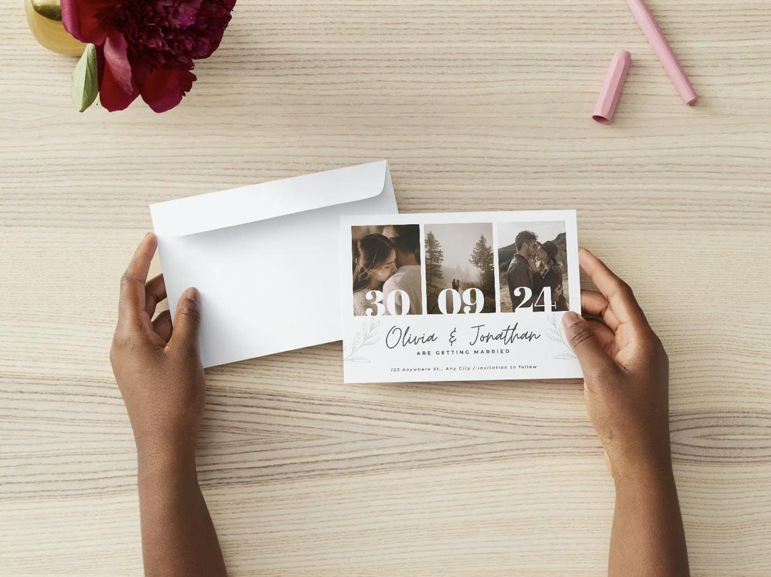 Couple Photo Collage Simple Wedding Invitation - Etsy