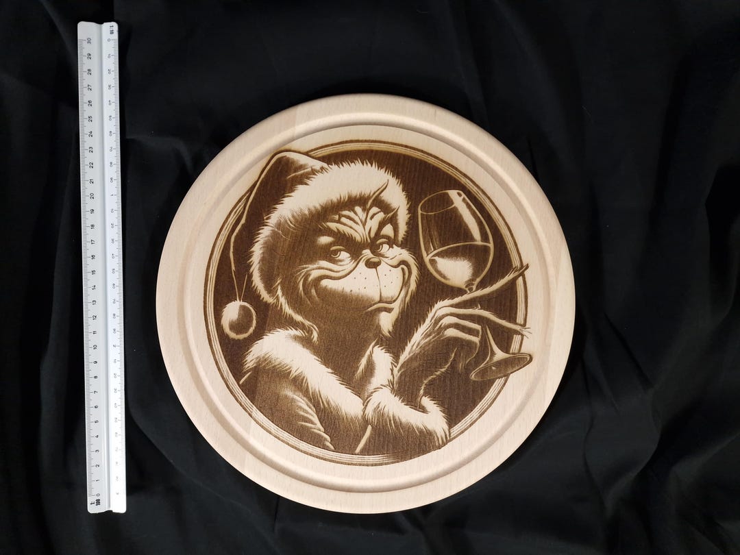 Round Beechwood Board With the Demonic Grinch Magic, Darkness and ...