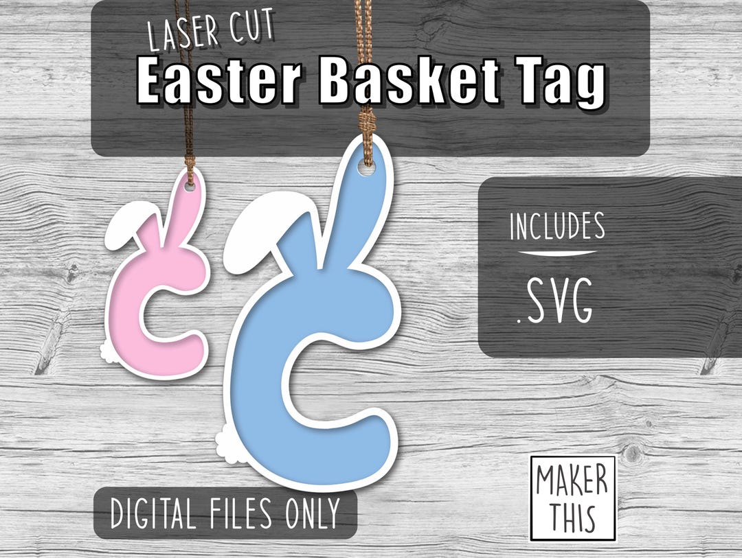 Easter Tag Letter C 02 Customizable Digital Laser Cut Files SVG LBRN - Etsy