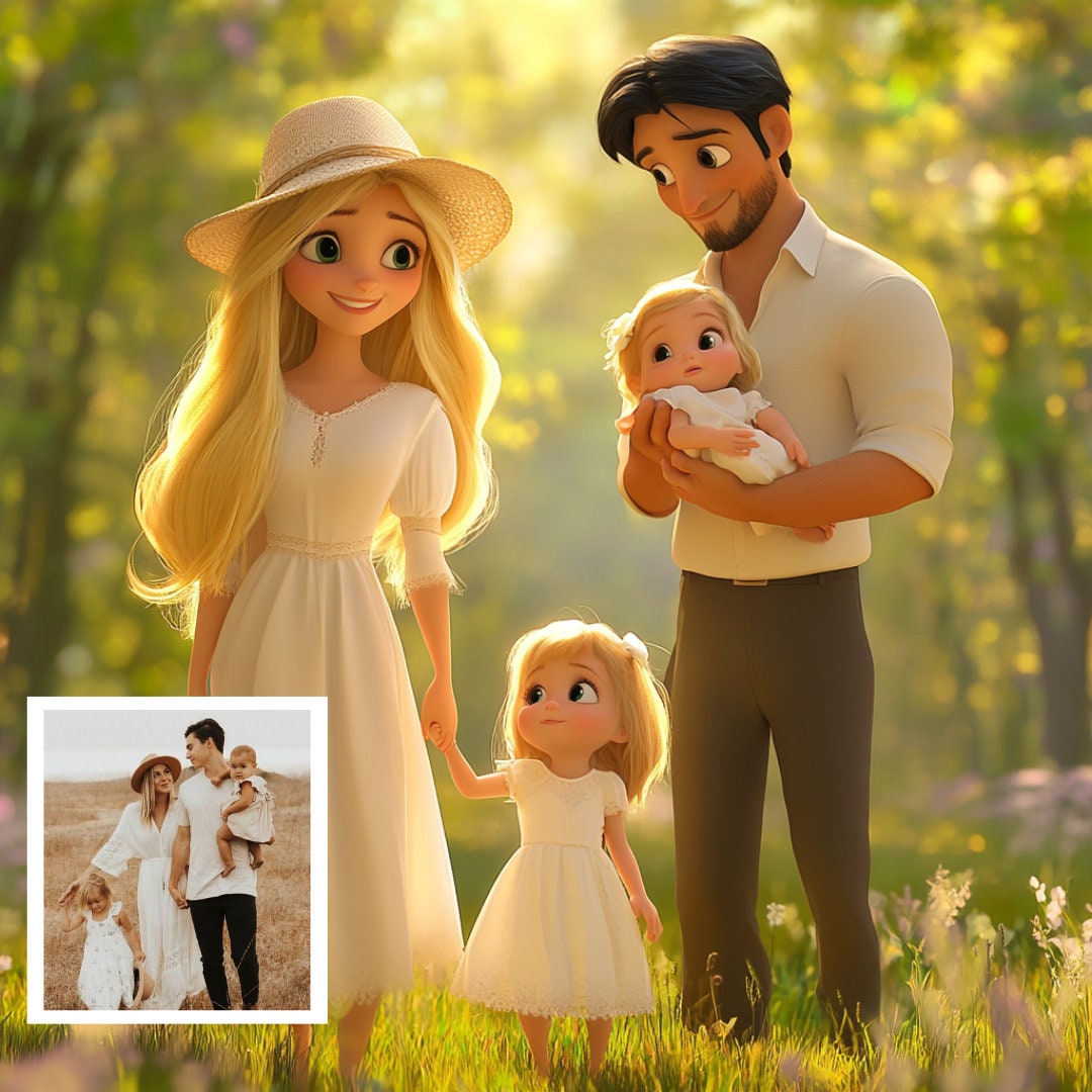 Custom Family Cartoon Animation, Personalised Family Portrait, Cartoon ...