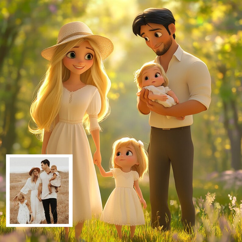 Custom Family Cartoon Animation, Personalised Family Portrait, Cartoon ...
