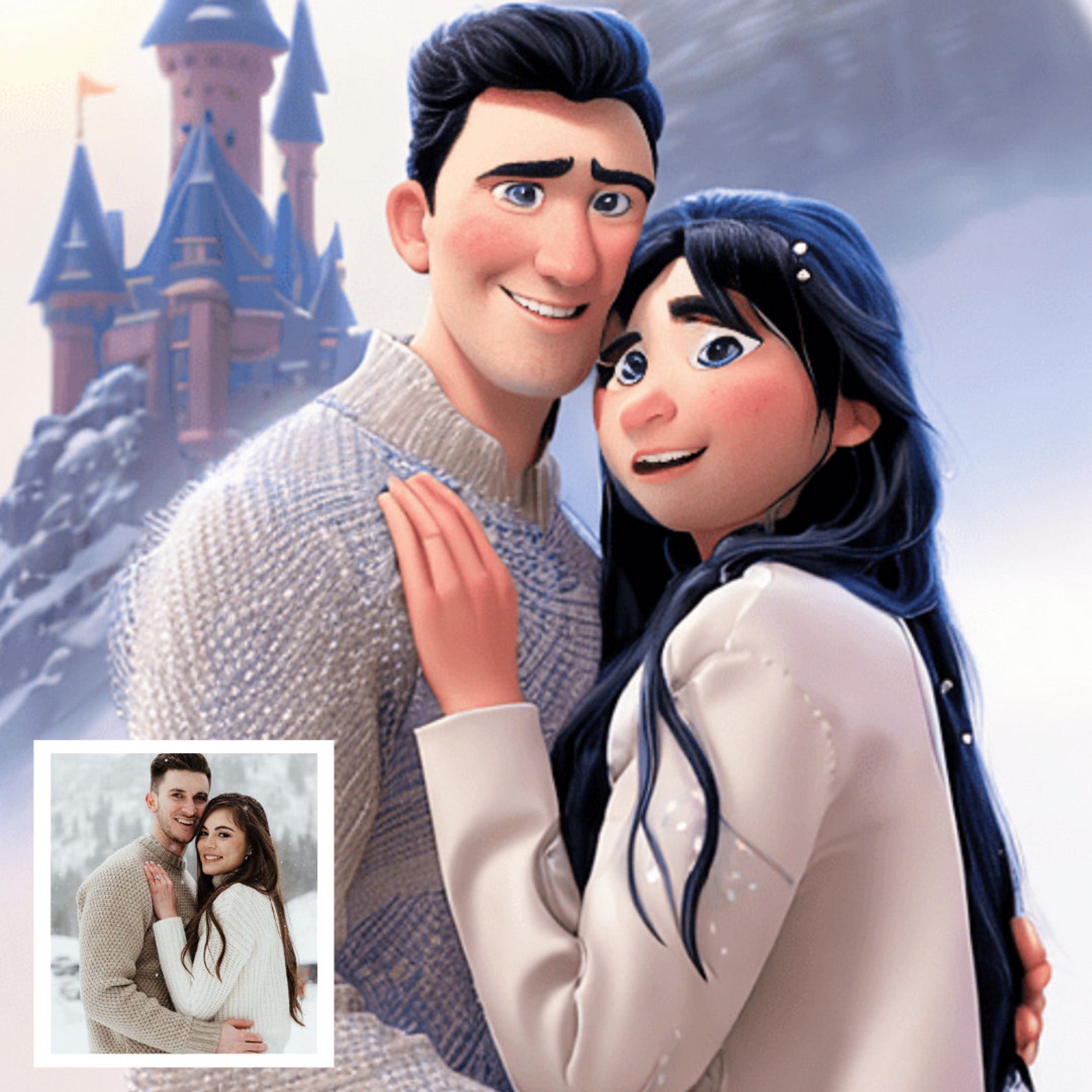 Couple Custom Cartoon Animation, Personalised Family Portrait, Cartoon ...