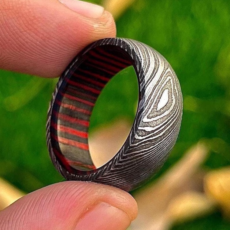 Damascus Steel Ring - Etsy
