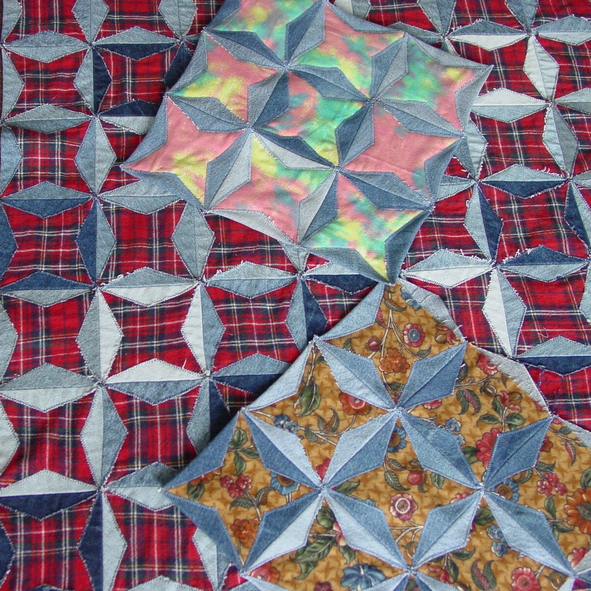 Denim Stars Denim Quilt Pattern / Printed Paper Pattern - Etsy