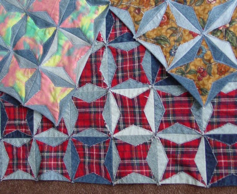 Denim Stars Quilt Pattern Pdf Download - Etsy