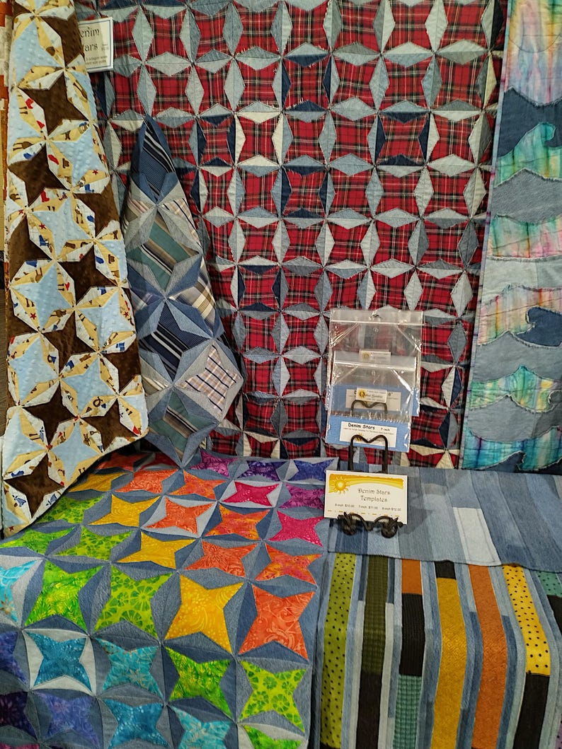 Laser Cut Acrylic Template for Denim Stars Quilt Pattern in Three Sizes ...