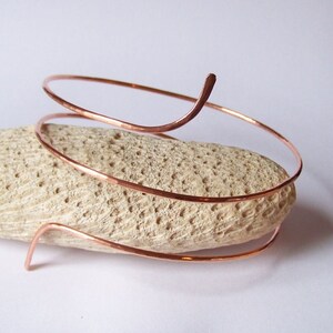 Copper Armlet - Hammered Wrap Around Arm Band With Flattened Curved ...