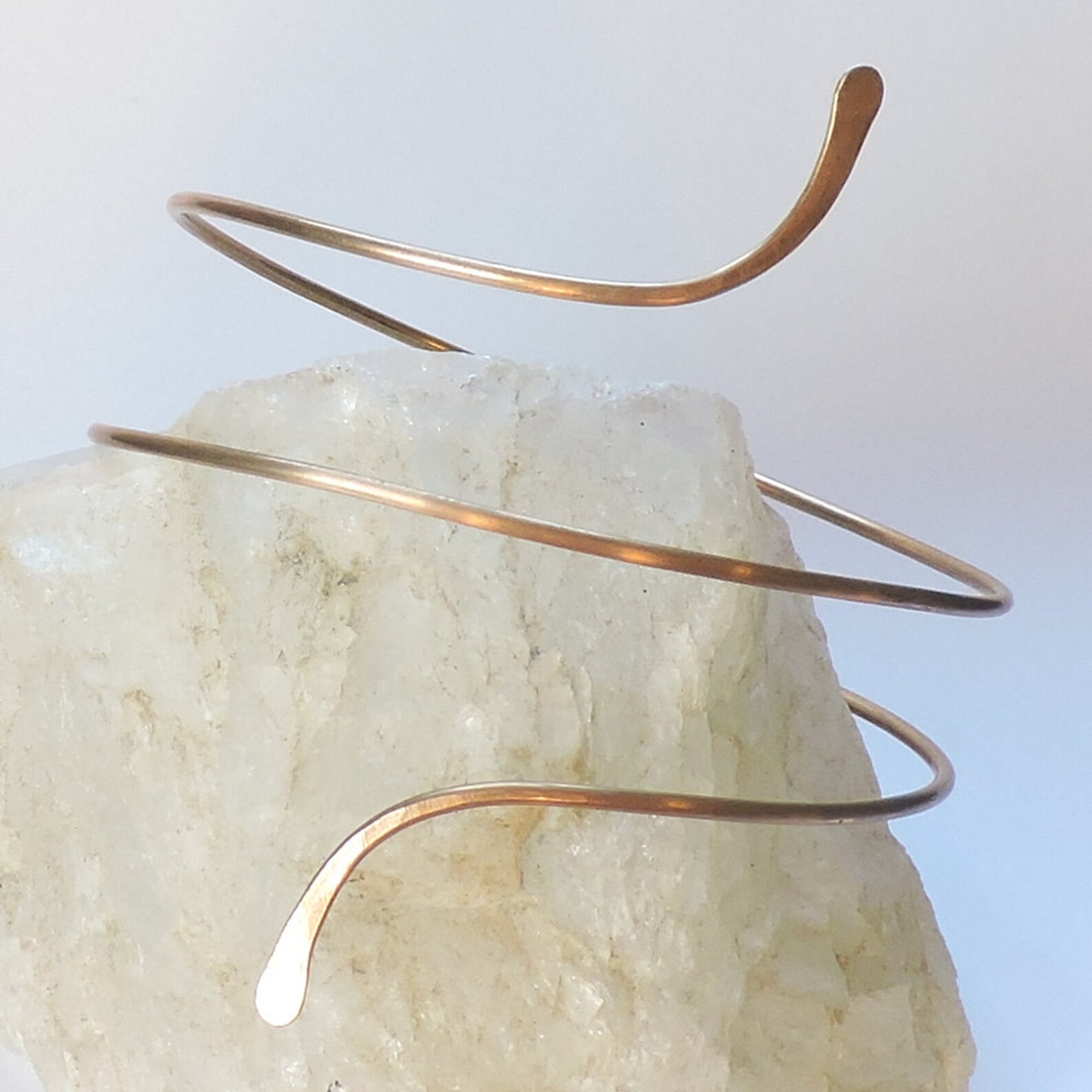 Bronze Armlet Smooth Wrap Around Arm Band With Hammered - Etsy