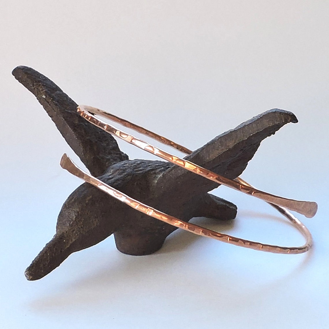 Copper Arm Cuff Rose Colored Armband Minimalist Textured - Etsy