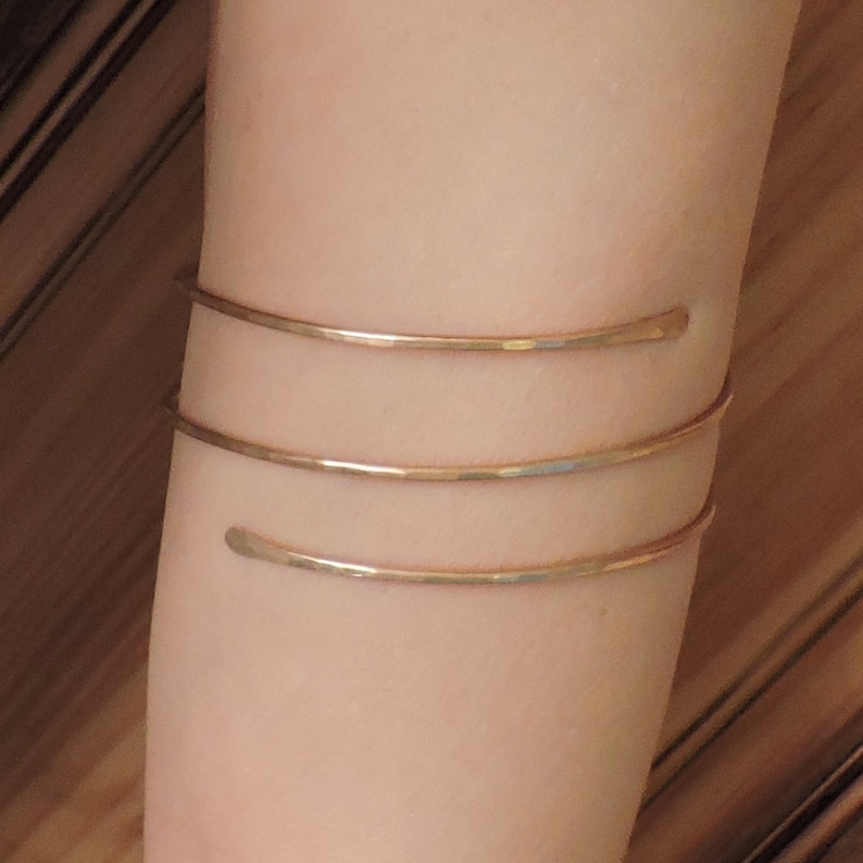 Bronze Armlet Upper Arm Bracelet - Minimalist Coil Textured Armband ...