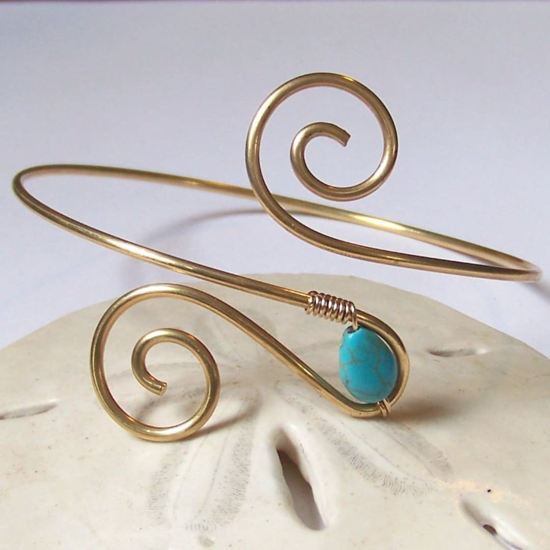 Armlet Upper Arm Jewelry - THICK Swirl and Turquoise Magnesite Armband ...