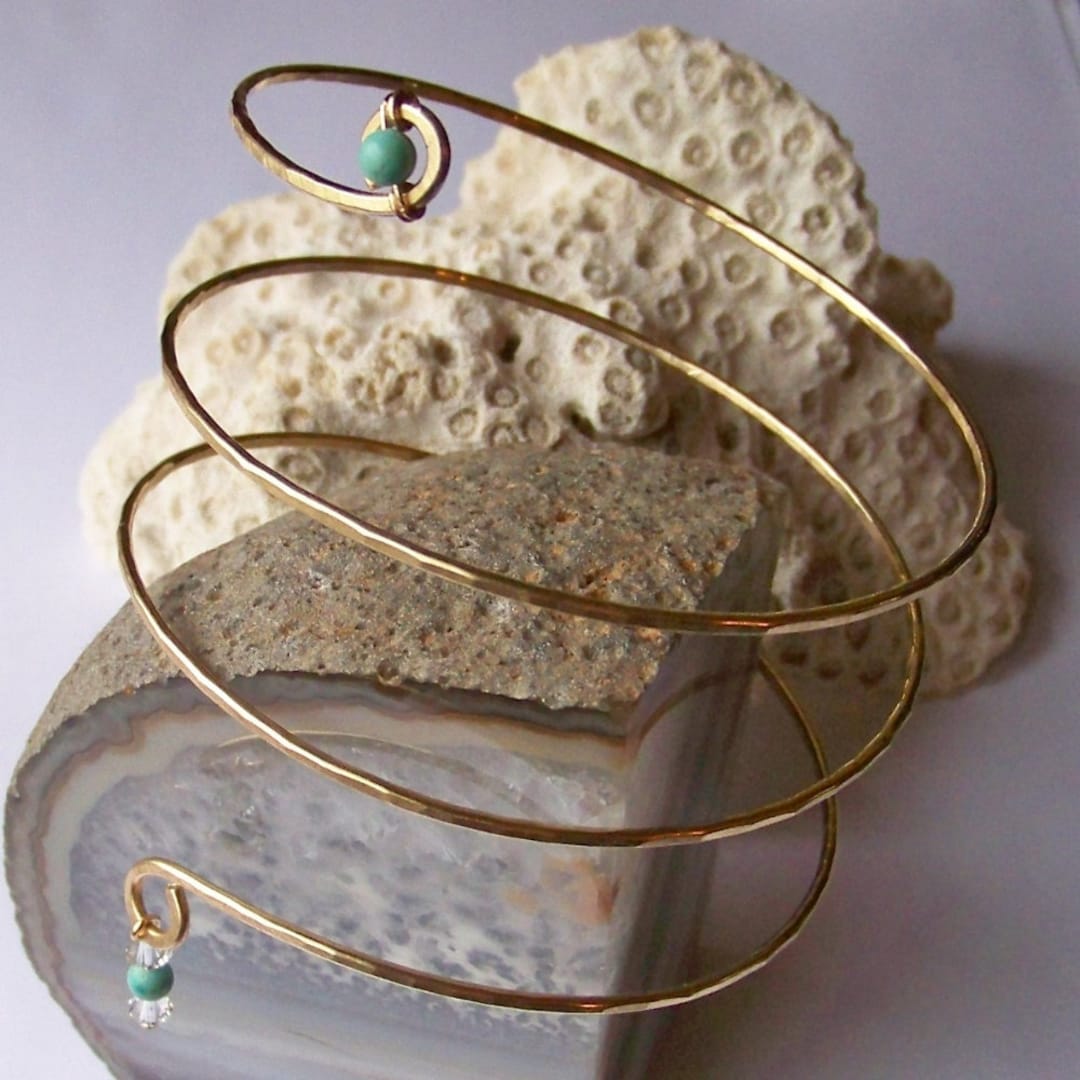 Armlet - Armband - Brass Hammered Coiled Upper Arm Bracelet - Upper Arm ...