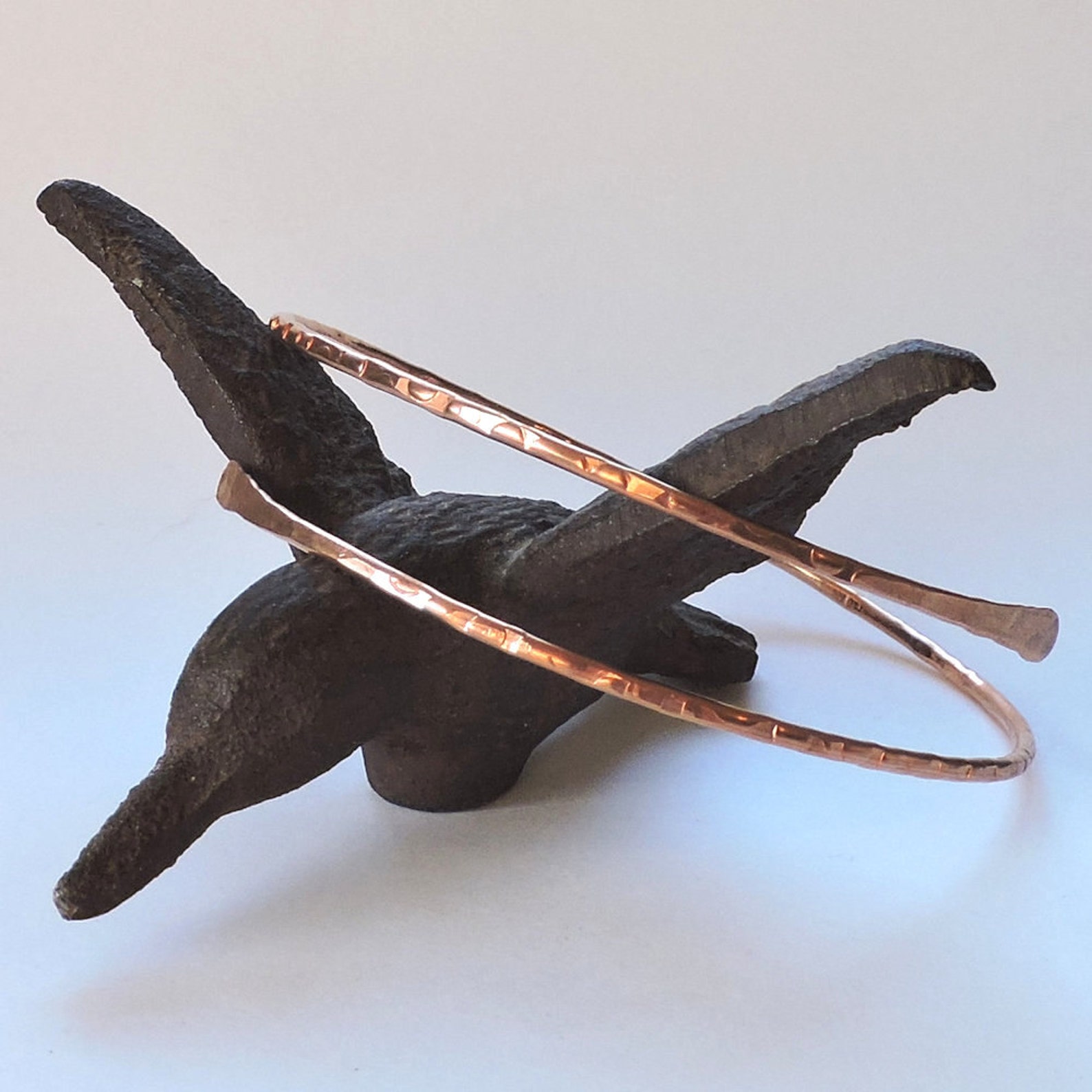 Copper Arm Cuff Rose Colored Armband Minimalist Textured - Etsy