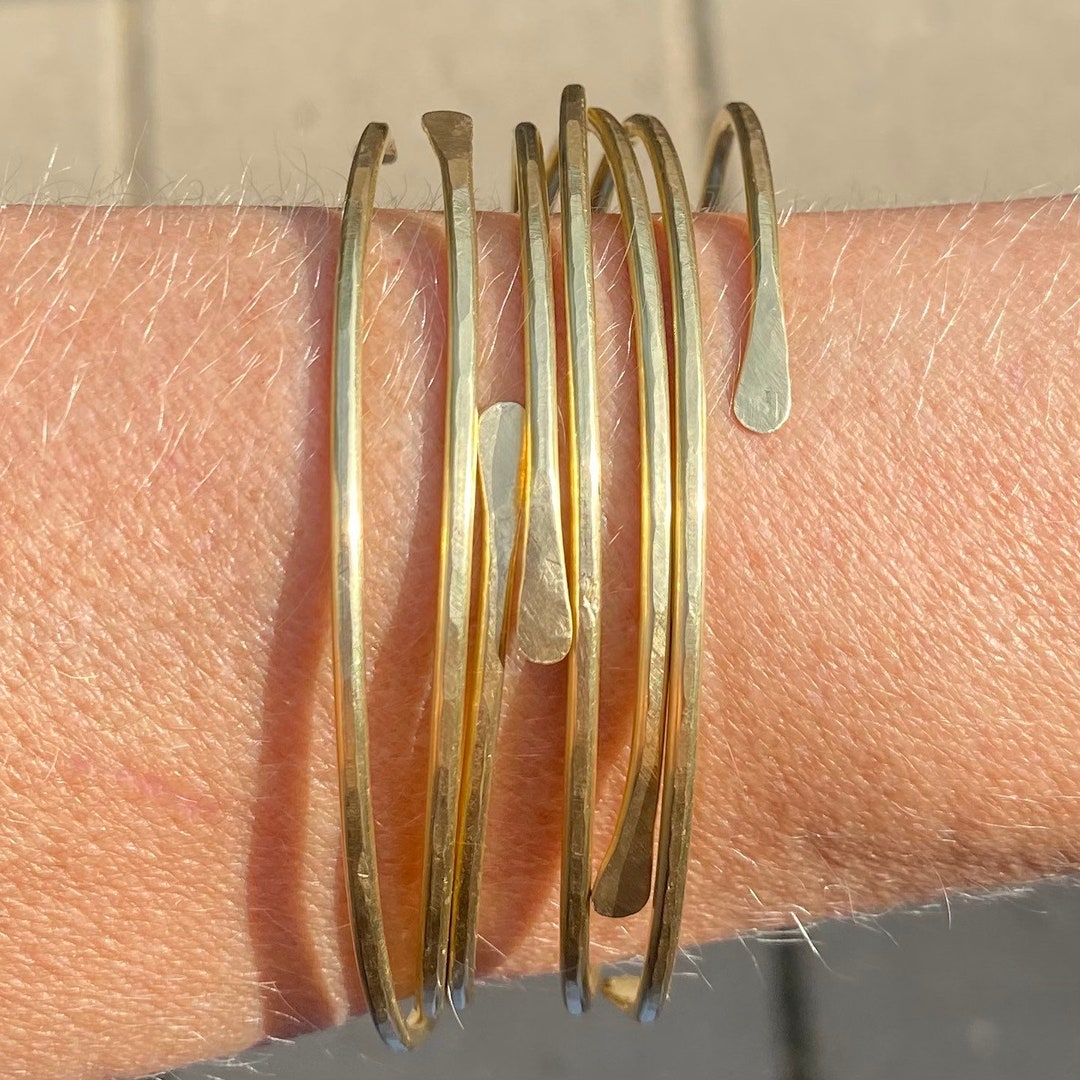 Gold Bangles Thick Open End Bangle Bracelets 4 Brass - Etsy