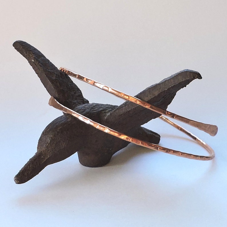 Copper Arm Cuff Rose Colored Armband Minimalist Textured - Etsy