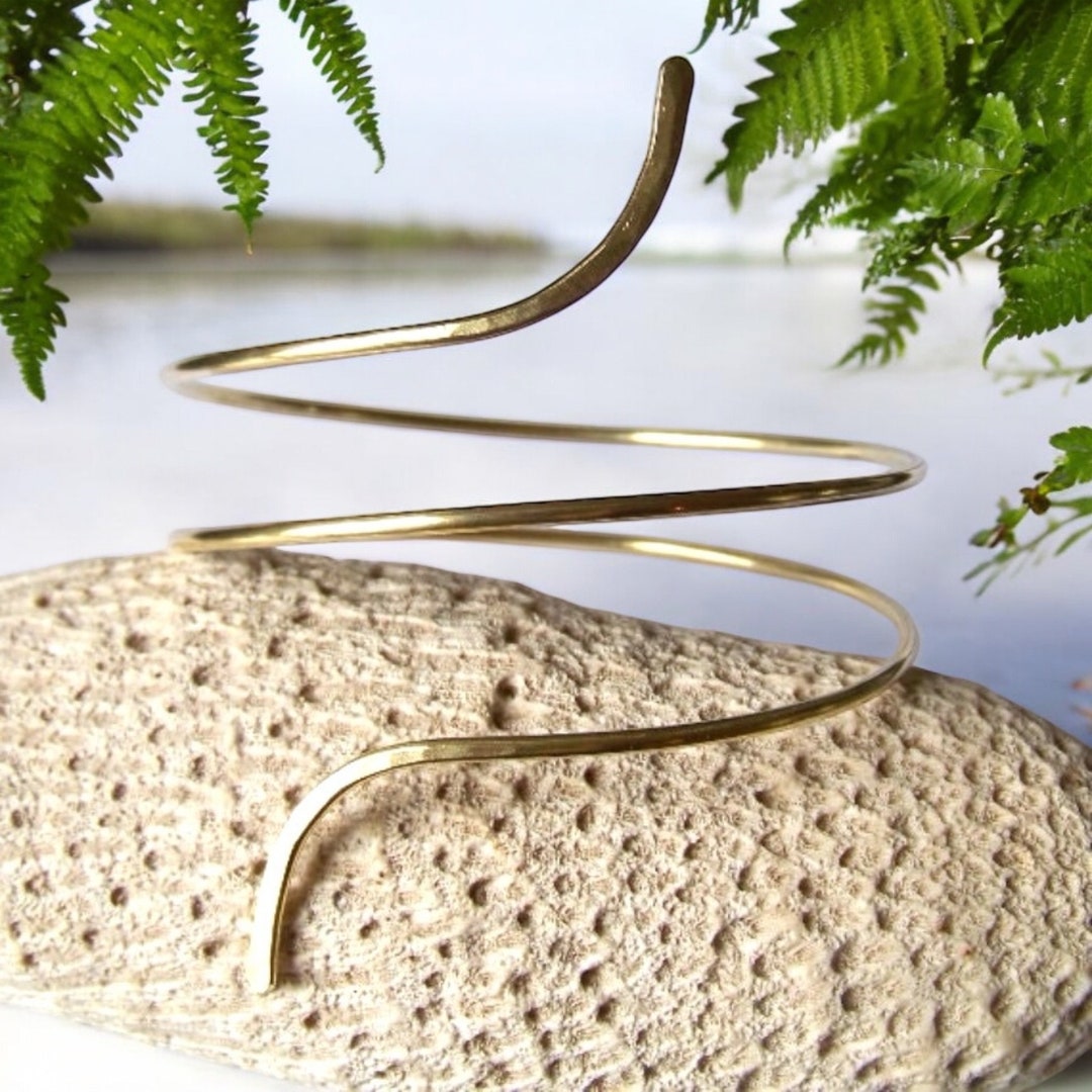 Hammered Brass Armlet - Wrap Around Wisps - Gold Upper Arm Bracelet ...