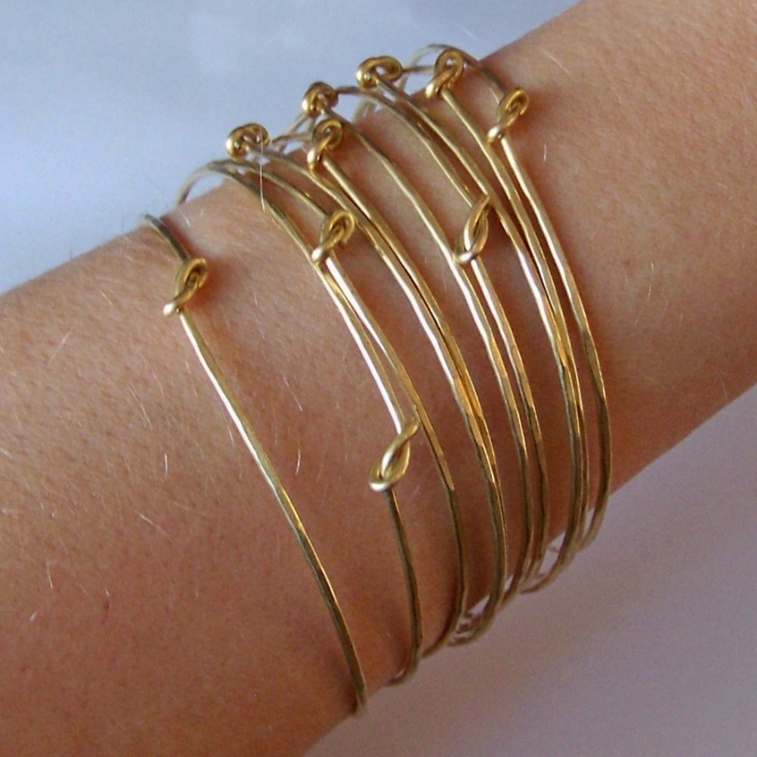 Bangle Bracelet - 10 Knotted Hammered Stackable Bangles - Created in ...