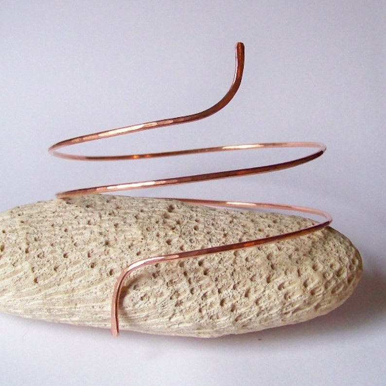 Copper Armlet Hammered Wrap Around Arm Band With Flattened - Etsy